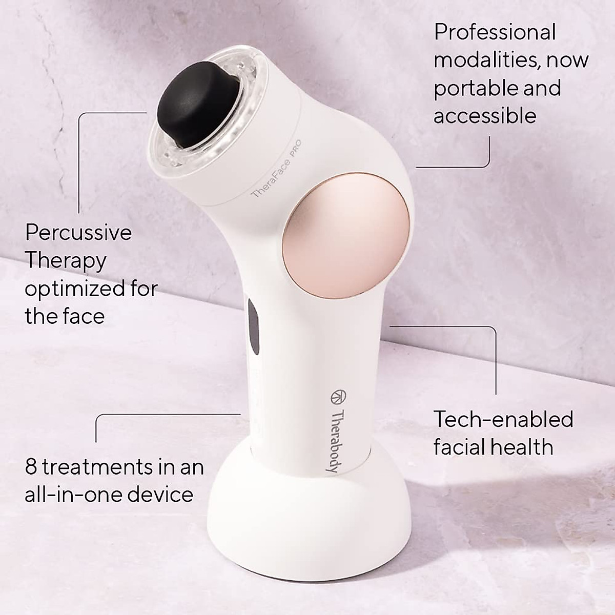 TheraFace PRO Microcurrent Facial Device - 8-in-1 Compact Face Massager, Facial Kit & Face Sculpting Tool with Light Therapy for Skin Tightening, Anti Wrinkle, Anti Aging & Skin Care (White)