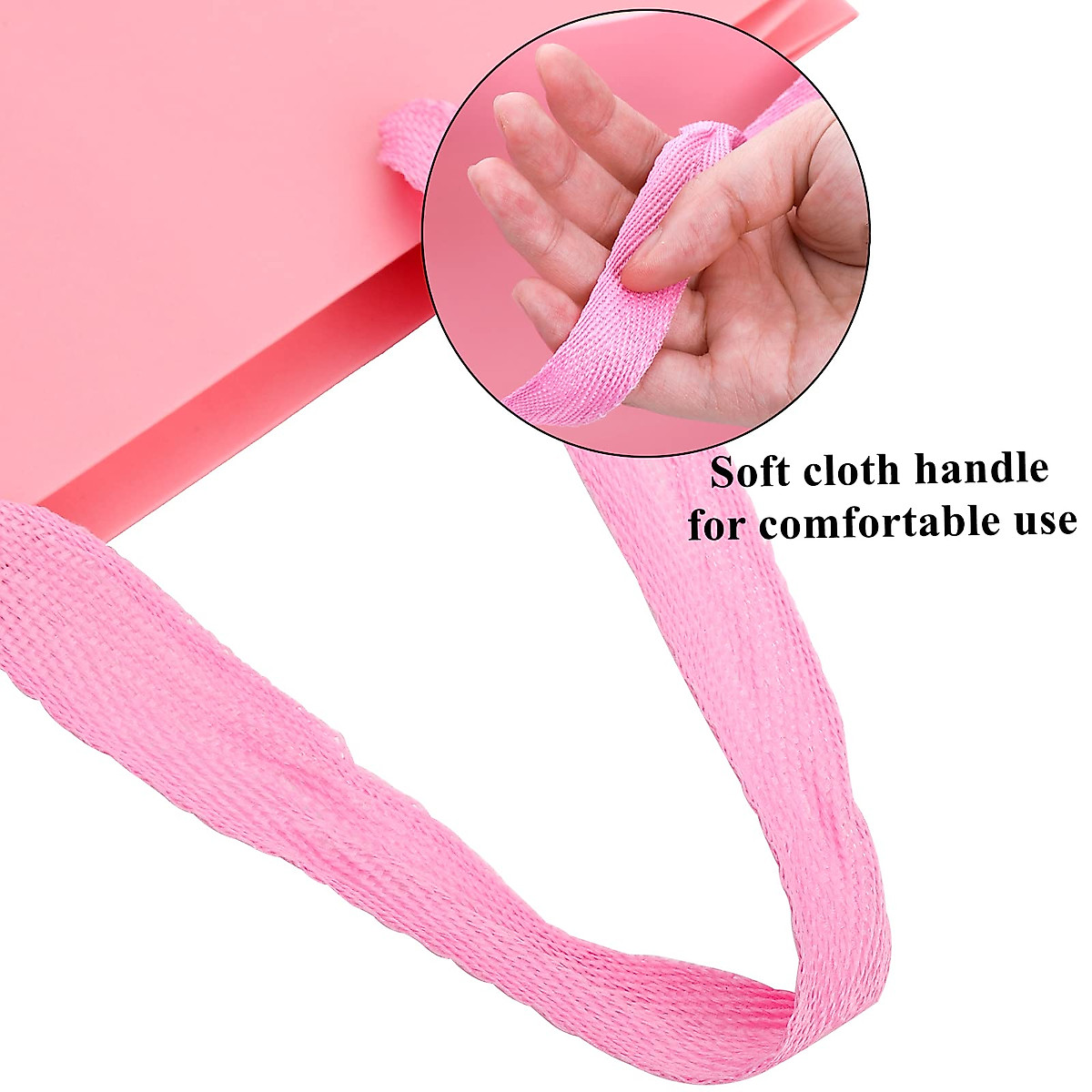 Lyellfe 30 Pack Pink Gift Bags, Heavy Duty Kraft Paper Bags with Handle Bulk, Recycled Water-proof Shopping Bags, Assoorted Merchandise Retail Bags for Birthday, Wedding, Party, S, M, L