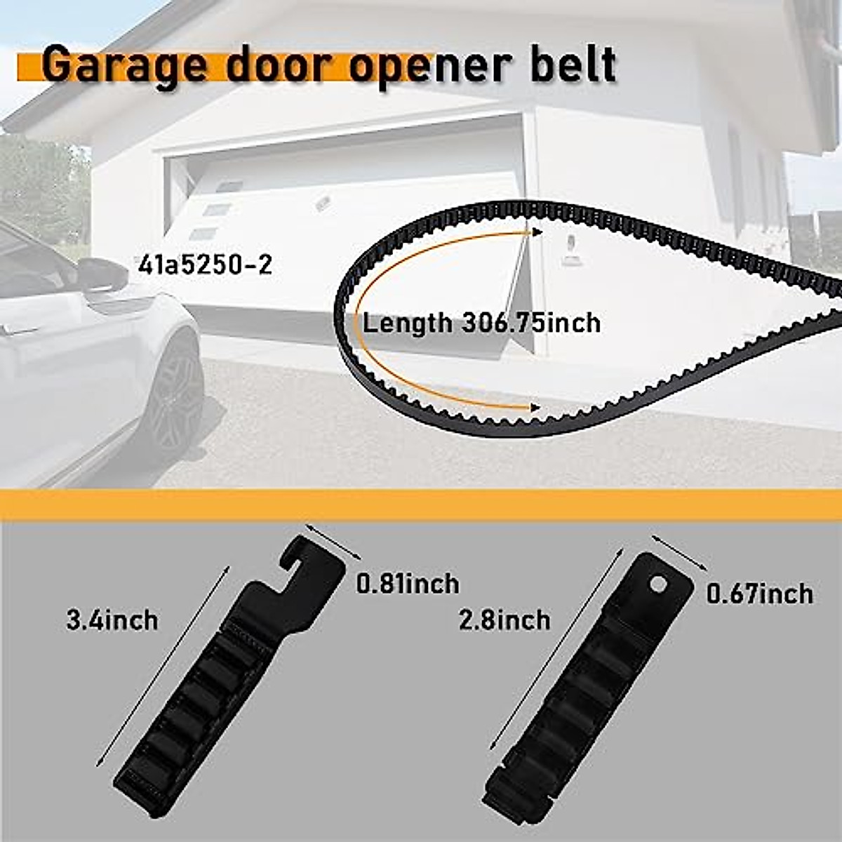Upgraded 41A5250-2 Drive Belt Garage Door Opener, 307'' Drive Belt for 10ft Garage Door Compatible with Liftmaster/Chamberlain/Sentex/Whisper Belt Drive