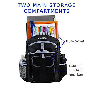 FUEL Backpack & Lunch Bag Bundle, Royal Blue/Crystal Clear Print