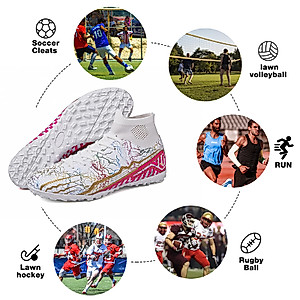 Indoor Soccer Shoes Mens Soccer Cleats Women Turf Soccer Shoes Men Tacos De Futbol para Hombre Zapatos De Futbol para Hombres Futbol Football Cleats for Big Boy Futsal Shoes High Top Shoes TF