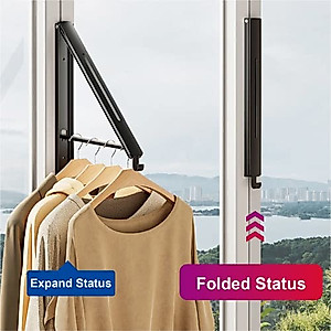 WXS-CHALL Aluminum Wall Mounted Clothes Drying Rack - Space Saving Folding Laundry Rack for Wall, Collapsible Design (Black)
