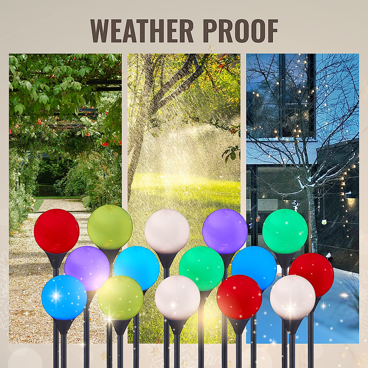 Aurio Outdoor Garden Pathway Yard Spikes, Color Changing Lights with Bluetooth Speaker, Smart Pixel Bulbs, 15-Pack