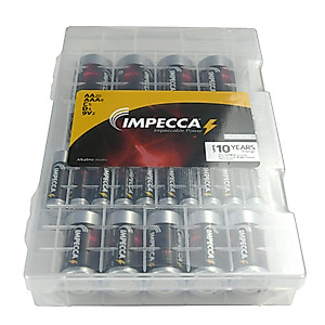 Impecca Super Alkaline Batteries AA-20 AAA-8 C-5 D-5 9Volt-2 Maximum Power 10-Year Shelf Life Long Lasting Batteries Combo Pack with Battery Storage Box Organizer, 39 Batteries Variety Pack