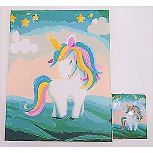 L LIFETIME Art Paint Set for Kids, Paint by Number Supplies for Girls Boys Kids Adults Beginners with Brush Hard Canvas Acrylic Paints Washable DIY Painting Kit Craft Gift Room Decore Teen (Unicorn)