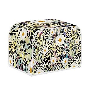 Yiekeluo White Daisy Toaster Cover Rainbow Leopard Print 2 Slice Bread Toaster Oven Dustproof Cover,Washable & Waterproof