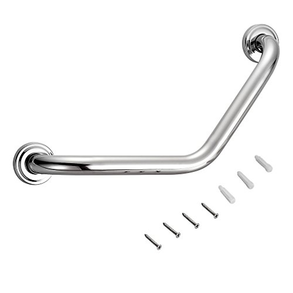 ROVATE Shower Angled Grab Bar, Bathroom Safety 17-Inch Stainless Steel Bathtub Grip, Chrome