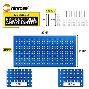 4 Pack Metal Pegboard Panels 24" x 12" Black Heavy Duty Steel Pegboard Wall Organizer, Garage Utility Tools Pegboard Storage System for Workbench, Shop, Shed Modular Peg Board Organizer Board Kit