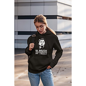 Freedomtees in Musk We Trust Elon Unisex Hoodie Sweatshirt Funny Tech Shirt Geek Nerd Gift (as1, alpha, m, regular, regular, M) Black