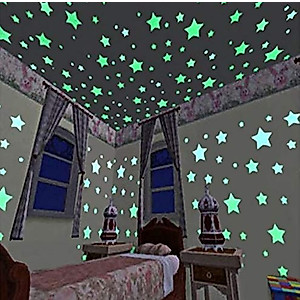 DNHCLL 100PCS 3cm Multi-Color Stars Glow in The Dark Luminous Fluorescent Wall Stickers for Baby Kid's Nursery Room-Stars Plastic Luminous Wall Stickers for Bedroom Decoration Home Ceiling Wall