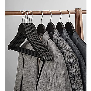 FLASHPRIX Set of 24 Black Hangers, Black Wooden Hangers, Trouser Bar and Notches for Shoulders, 360° Rotating Hook, Hangers for Jackets, Suits, Coats, Sweatshirts