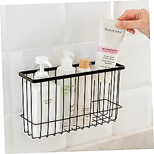 Zerodeko Organizer Box Mesh Storage Basket Bathroom Shelf Bathroom Organizer Storage Box Rack Black Adhesive Simple Adhesive Storage Basket