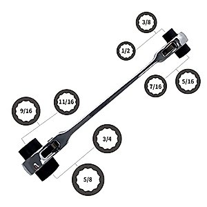 AKM 8 In 1 Ratcheting Wrench, Double Box End Ratchet Wrench, 12 Point Ratchet | SAE | CR-V | Including 5/16" 3/8" 7/16" 1/2" 9/16" 5/8" 11/16" 3/4"