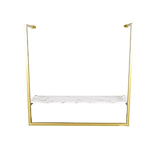 Wall Mounted Clothes Rack Clothing Store Garment Rack Clothing Racks for Hanging Clothes Rail Closet Clothes Hanger Rack Metal Storage Display Rack Simple Clothing Rack Gold (U-Shaped+Board)