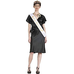 Retirement Decorations Party Sash and Crown for Women - Fabulous Set: Glitter Sash + Gold Rhinestone Premium Metal Tiara - Christmas Gift for Her