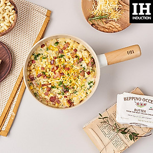 Neoflam FIKA 7inch 18cm Ivory IH Baby Wokpan, Impact Induction Heating