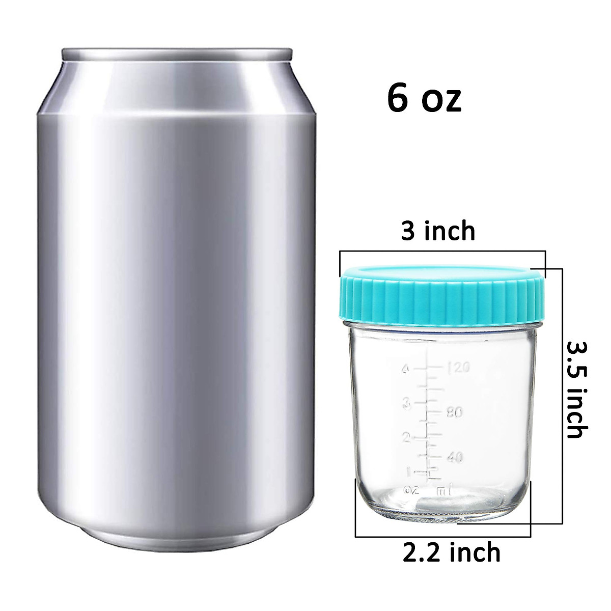 Youngever Glass Baby Food Storage, 6 Ounce Baby Food Glass Containers with Airtight Lids, Glass Jars with Lids (8 Coastal Colors)