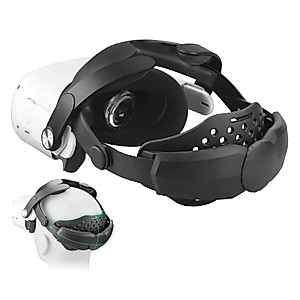 MASiKEN Upgraded Head Strap for VR Headset, Elite Strap Shift Weight On Forehead Release Face Squeeze Enhance Comfort in VR Games, Breathable TPU Back Head Cushion (Black)