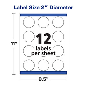 Avery 2" Glossy White Round Labels, Sure Feed, Full Bleed --Print to the Edge, 120 Thank You Labels (22807)