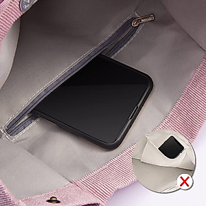 Diesisa Tote bag, 2-Pack Canvas Tote bag for women + Purse, Reusable Corduroy Tote Bag Shoulder Bag with inner zipper pocket for women girls Gift - (pink+yellow)