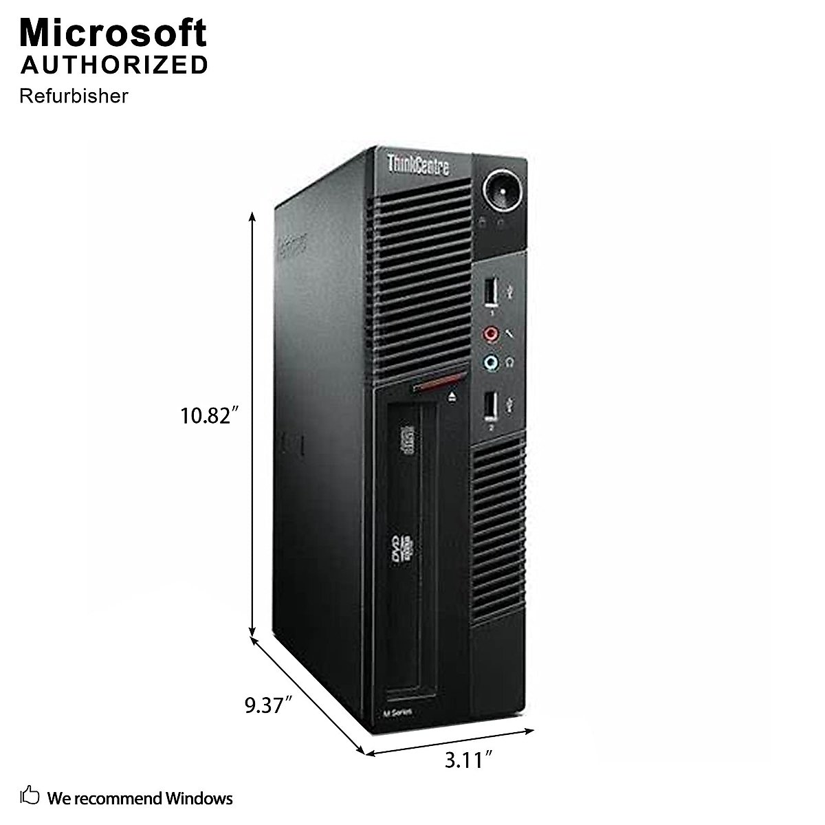 Lenovo ThinkCentre M90p Ultra Small Form PC Desktop Computer, Intel Dual Core i5 3.20 GHz, 8GB RAM, 500GB HDD, Windows 10 Pro, Keyboard & Mouse, DVD, WiFi (Renewed)