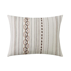 Chic Home Hewitt 5 Piece Cotton Comforter Set Farmhouse Theme Striped Pattern Design Bedding, King,Beige