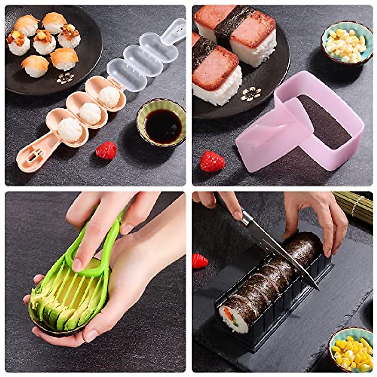 FUNGYAND Sushi Making Kit, 27 Pcs Pro Sushi Kit Includes Bazooka Roller, Cutting Mold, Bamboo Mats, Musubi Maker, Nigiri Mold, Sushi Knife, Chopsticks, Sauce Dishes, & More All-in-One DIY Sushi Gift
