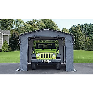 Arrow Sheds Amazon Exclusive 10' x 15' x 7' 29-Gauge Carport with Galvanized Steel Roof Panels and Enclosure Kit, Charcoal
