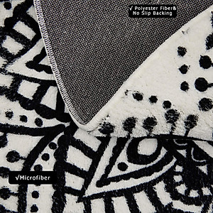 HEBE Boho Round Rugs 6Ft Washable Non Slip Round Area Rug Throw Soft Cute Round Nursery Rug Soft Fluffy Bathroom Rug Circle Rug for Bedroom Dorm Kids Room Nursery