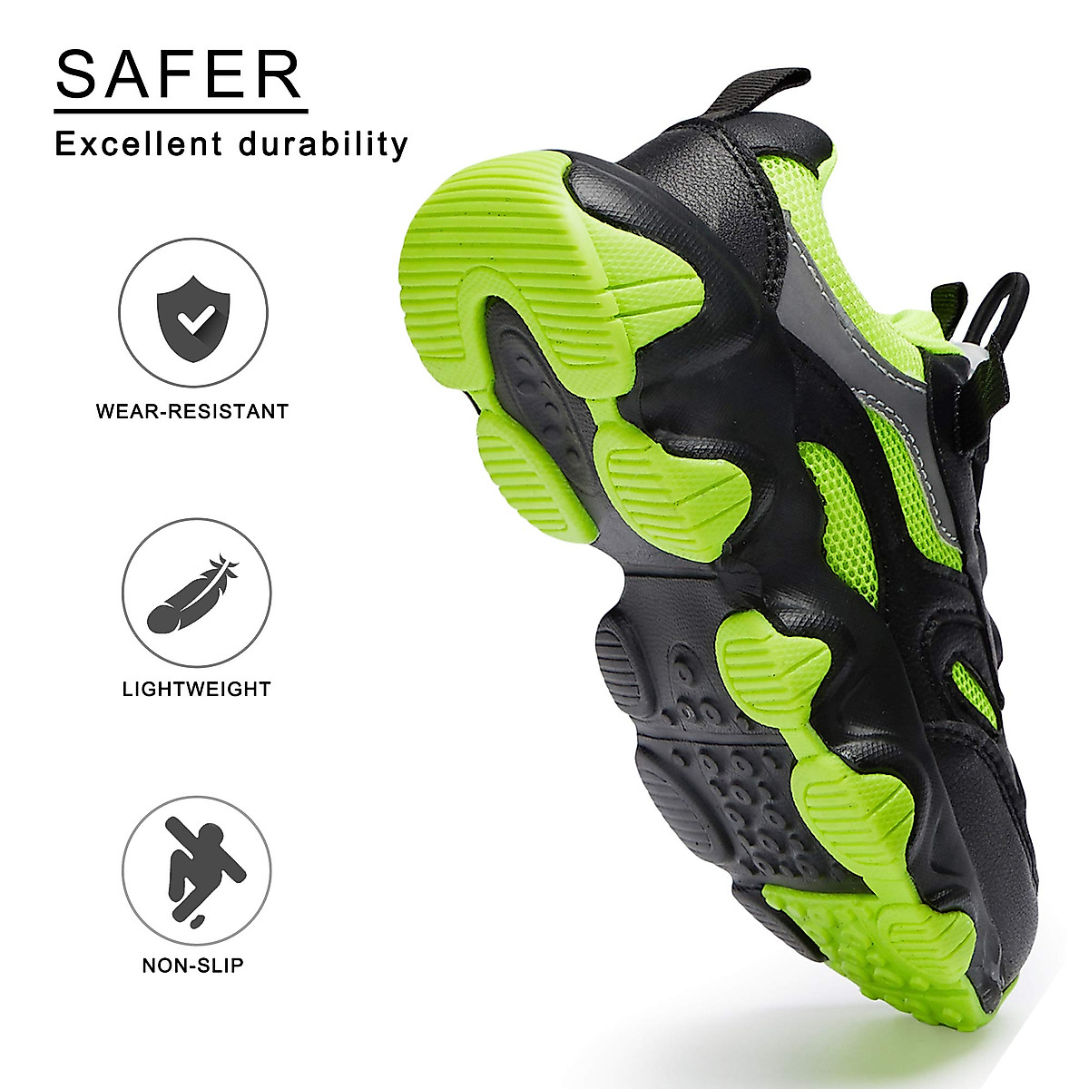 Santiro Toddler Boy Running Shoes Lightweight No Lace Kids Casual Sneaker Black Size 10