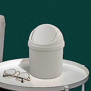 DynkoNA Mini Desktop Waste Bin, Countertop Garbage Can with Lid (White)