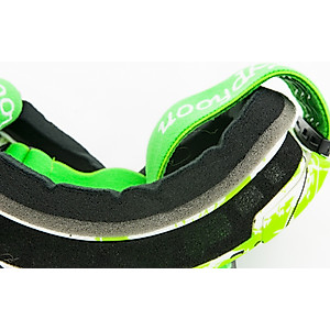 Typhoon Sports Magnetic Lens Ski Snowboard Anti-Fog Goggles (Green White w/Red & Yellow)