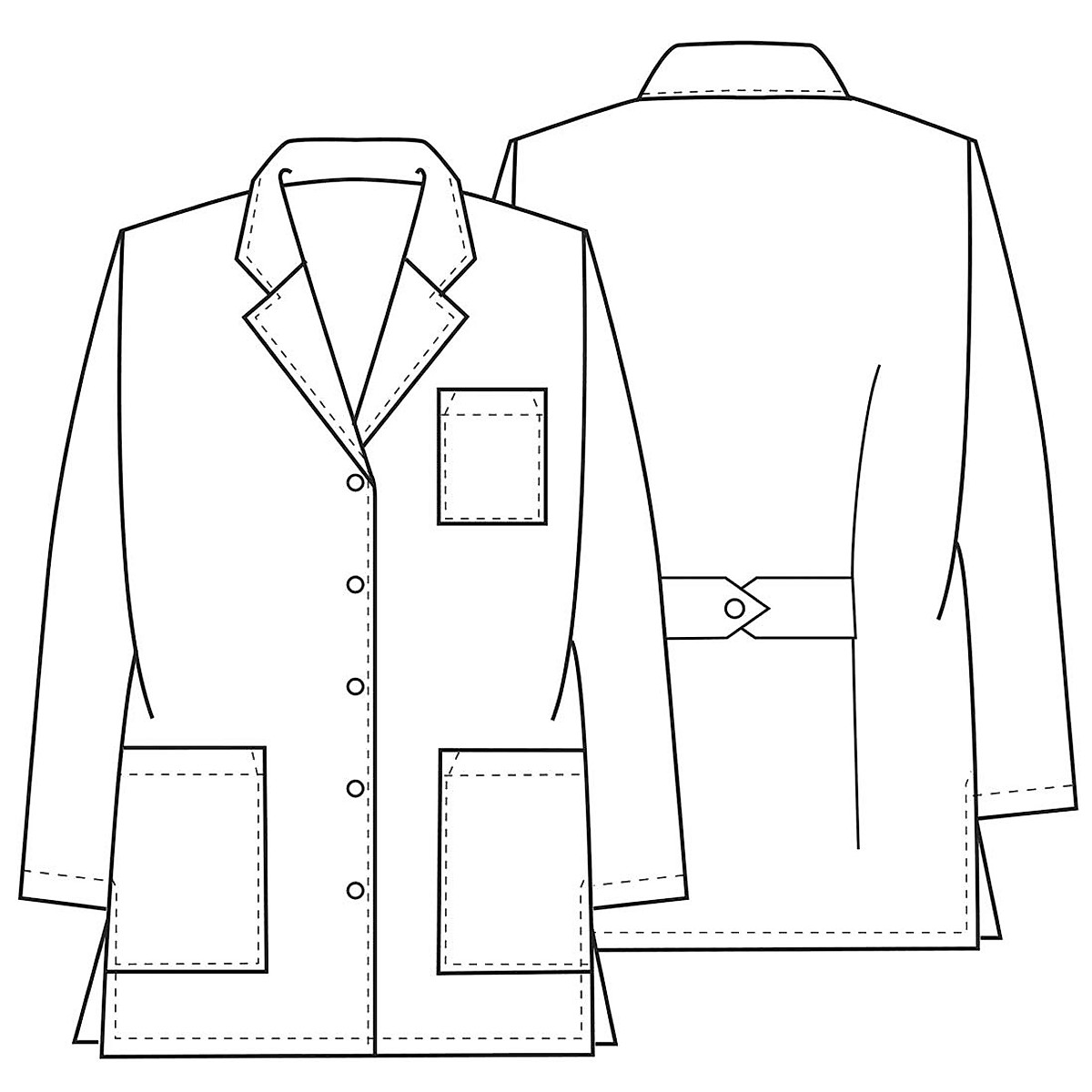 Cherokee Workwear womens Scrubs 32" Button Back Belt medical lab coats, White, Large US