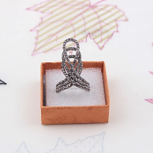 Ajojewel New Black Rhinestones Crown Ring Retro Vintage Exaggerated Statement Rings For Women Unique Collection Costume Jewelry Accessories (Black, 9)