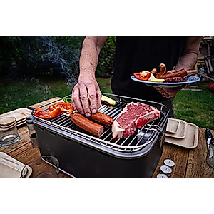 BBQ Dragon Zephyr Portable Grill - BBQ Grill with Built-in Adjustable Speed Fan - Table Top Mini Grill with Stainless Steel Inner Liner - Portable Charcoal Grill for Camping, Beach or Outdoor Picnic
