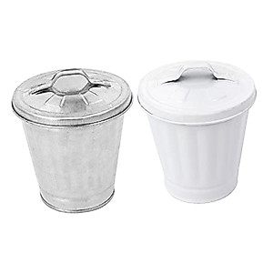 ORFOFE 2pcs Plant Storage Galvanized Door Container Mini Paper Farmhouse Vase Trash Bin with Cute Brush Milk Cans Household Recycling Tabletop Room Iron Tin Can Metal Kitchen Simple