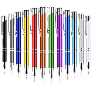 AUAUY Ballpoint Pens, 12 PCS Ballpoint Pens Funny Pen, Retractable Ballpoint Pens, Metal Comfortable Writing Pens 1 mm Black Ink Ballpoint Pens for Colleagues Teachers Adults Students(Mixed Color)