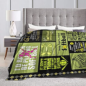 PNNUO Throw Blanket - Softball Fleece Throw Blanket,Super Soft Ultra-Soft Micro Fleece Blanket for Bedroom Sofa Couch 50"X40"