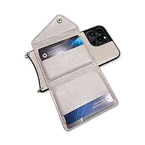 Alexander Michael- Gigi iPhone Wallet and Crossbody with 2 Straps in Genuine Leather, Fold Out Wallet, Holster & Crossbody Phone Case with Gold Hardware in Gray Compatible with iPhone 13