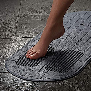 Medline Momentum Stand Steady Bath and Shower Mat with Exfoliating Foot Scrubber, Non Slip Bath Mat for Tub, Microban Protection, Gray