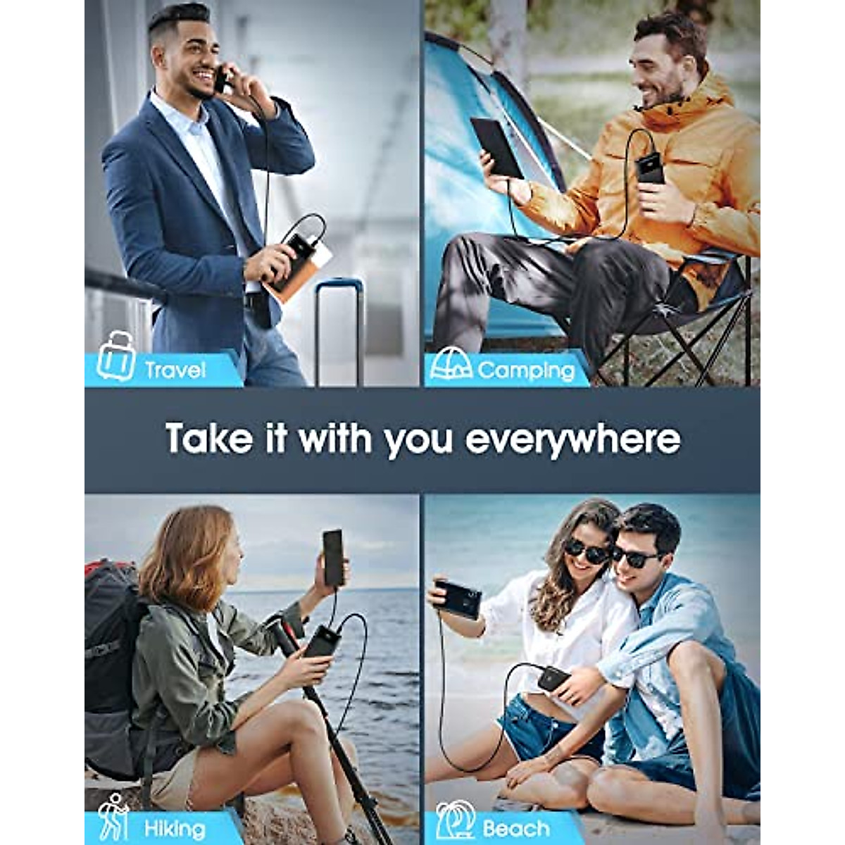 POWERADD PRO Portable Charger, USB C 10000mAh Power Bank LED Display PD 20W Fast Charging External Battery Pack Compatible with iPhone 14 13 12 11 Samsung S21 S20 Google LG iPad, etc. - Black