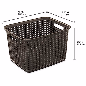 Sterilite 12736P06 Tall Weave Basket, Espresso, 6-Pack