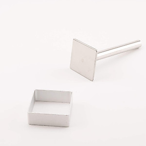 Prettyard Square Shape Aluminium Alloy Pineapple Cake Mold (Small Cake Mold) with Stainless Steel Pusher & Lifter Press Set DIY Dessert Molds Cookie Cutter (10xMolds+1xPress)