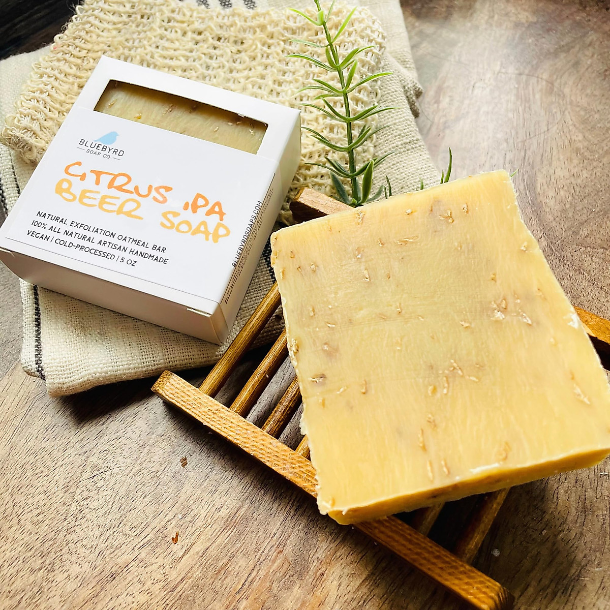 BLUEBYRD Soap Co. Mad Hops Citrus IPA Beer Soap Bar| Vegan Handcrafted High Lathering Beer Soap For Men | Beer Lovers All Natural Soap with Real Exfoliating Oats| Acne Soap Bar made with Beer Hops, Oatmeal, and Orange Essential Oils (BEER)