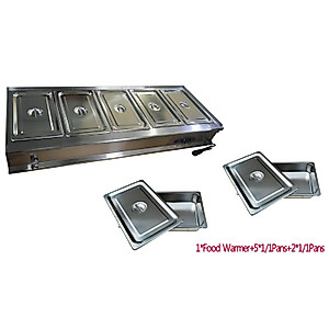 INTBUYING 5-Pan Restaurant Steam Table Bain-Marie Buffet Food Warmer