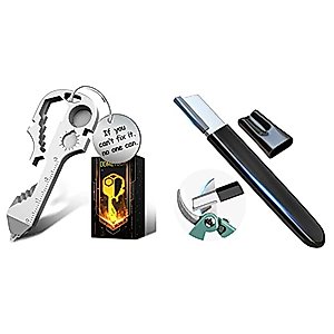 Knife Sharpener Blade Sharpening Whetstone: Pocket Sharpen Garden Tool Shears Scissors Knives Pruner Portable Knife Sharpener & Stocking Stuffers for Men Keychain Multitool - Key Shaped Pocket EDC Too