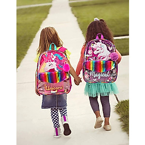 School Kids Unicorn Clear Backpack for Girls Heavy Duty PVC Transparent Backpacks See Through 16" Preschool Bag with Crossbody Bag Toddlers Kindergarten Travel Bag Red