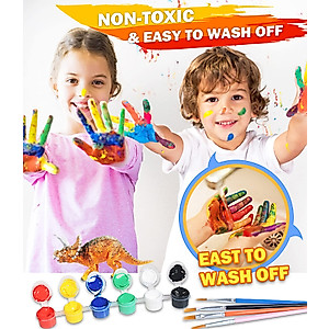 45 Pcs Dinosaur Painting Kit Toys for Kids Arts and Crafts Kit - Paint Your Own Dinosaur Toy Party Supplies Toy Dinosaur Figures W/Play Mat, Kid Paint Dino Toy Set Creativity Gift for Girl Boy Age 3+