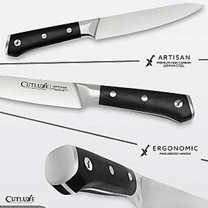 Cutluxe Utility Knife – 5.5" Paring Kitchen Knife – Forged High Carbon German Steel – Full Tang & Razor Sharp – Ergonomic Handle Design – Artisan Series
