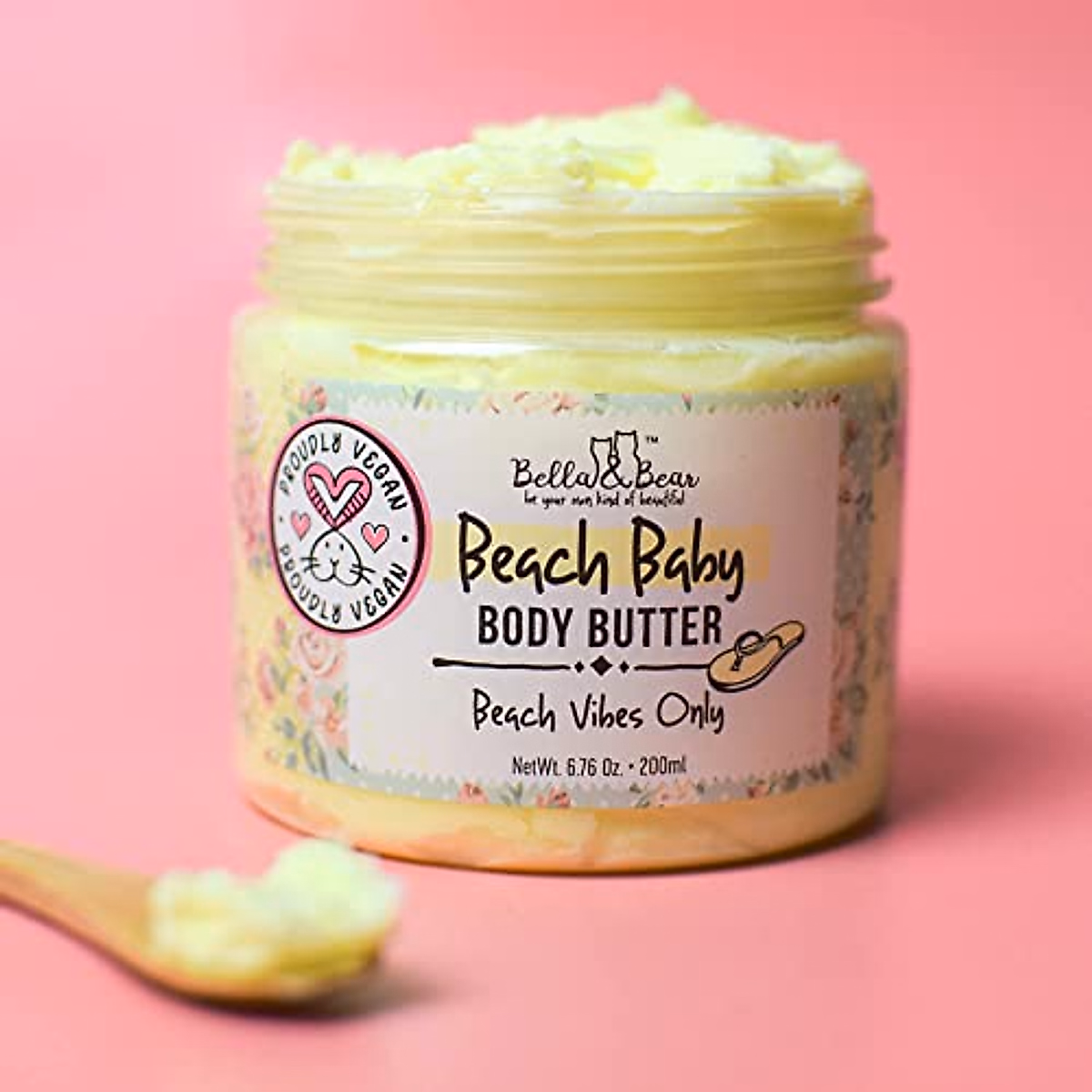 Bella and Bear Beach Baby Body Butter - Moisturizing Shea Cream for Women - Vegan, Cruelty-Free, Oil-Free - Helps Prevents Pregnancy Stretch Marks 6.76-oz